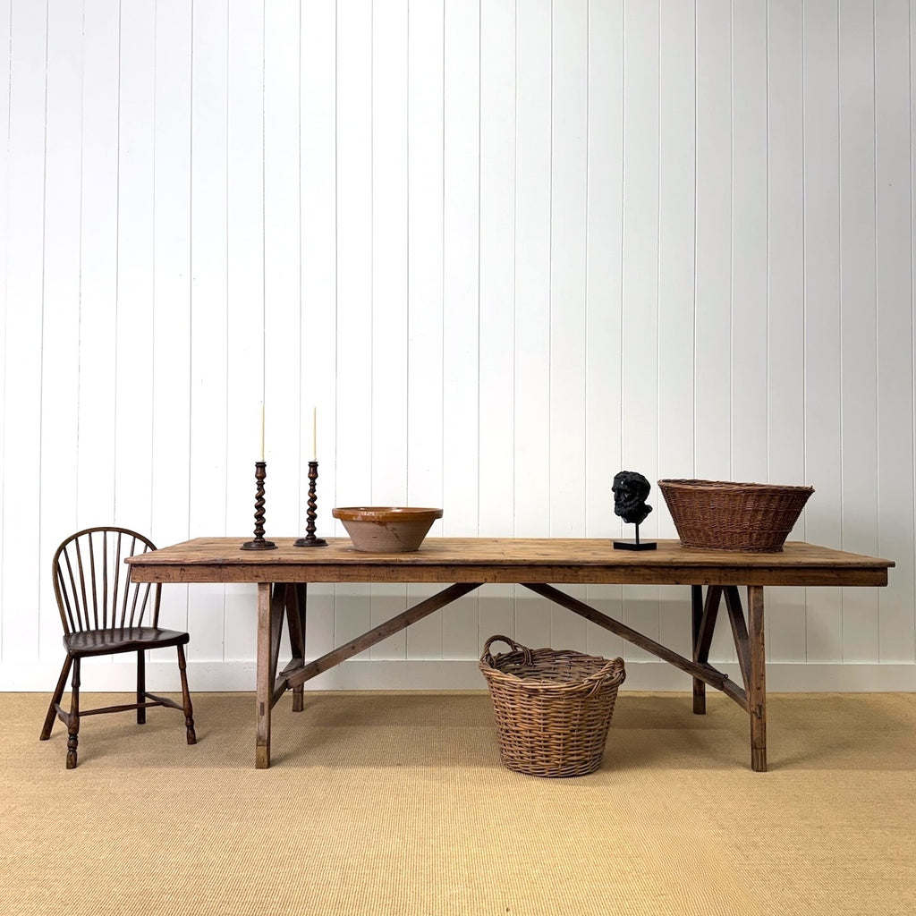 Antique English Country 9ft Pine Trestle Table – The Parsons Nose Antiques
