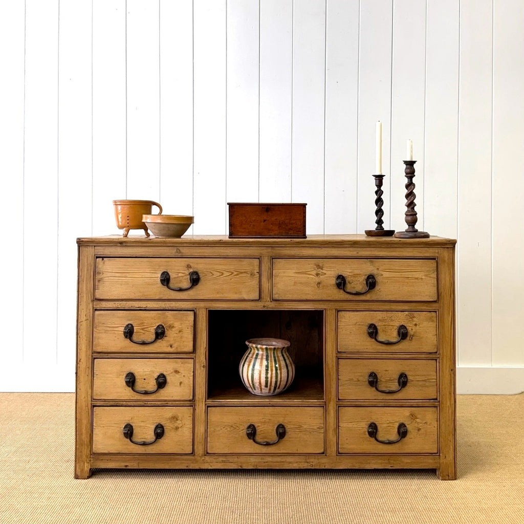 An Antique English Pine Chest of Drawers or Bank of Drawers or Sideboa ...