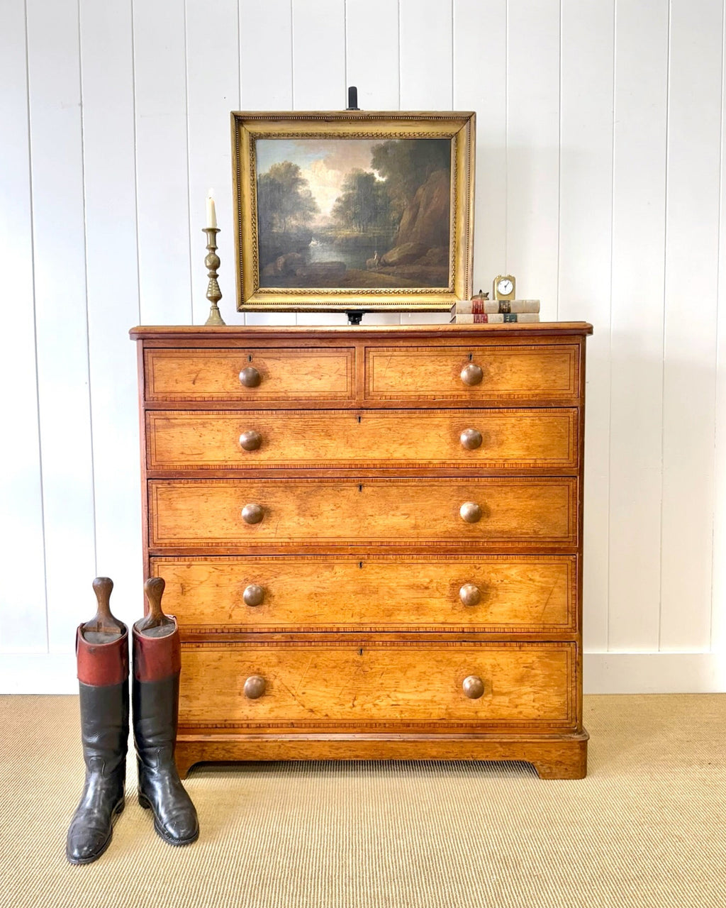 An Antique English Scumbled Pine Chest of Drawers Dresser – The Parsons ...