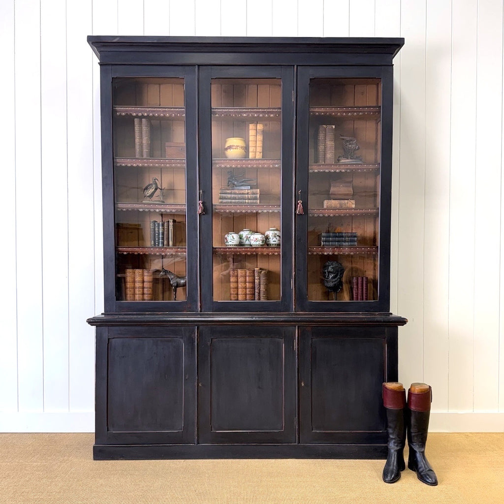 A Monumental 19th Century Ebonized Pine Bookcase Cabinet or Hutch – The ...