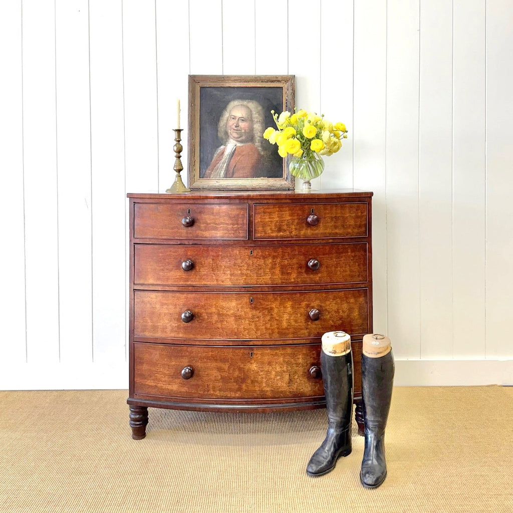 A Large Antique English Bow Front Mahogany Chest of Drawers – The ...