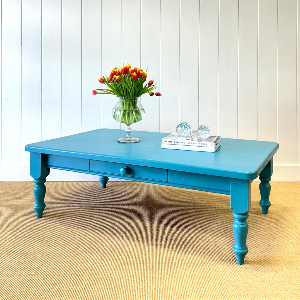 An English Country Pine Coffee Table in Light Blue – The Parsons Nose ...